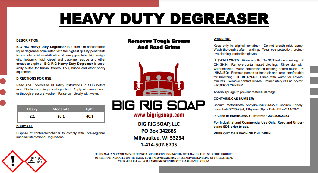 BIG RIG Heavy Duty Degreaser – Big Rig Soap